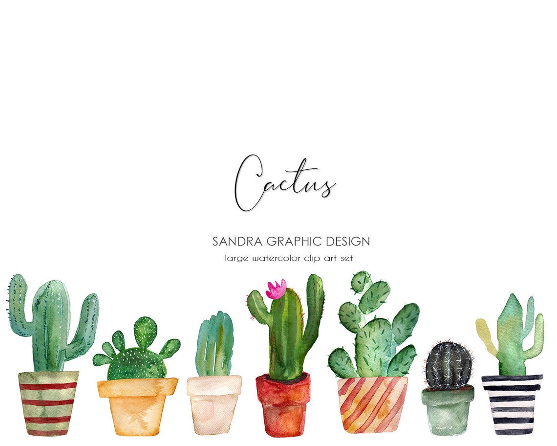 Cactus Watercolor Clip Art | Etsy