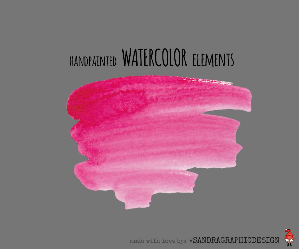 Clip Art Set: "watercolor Strokes" With 16 Paint Smutches in Pink ...