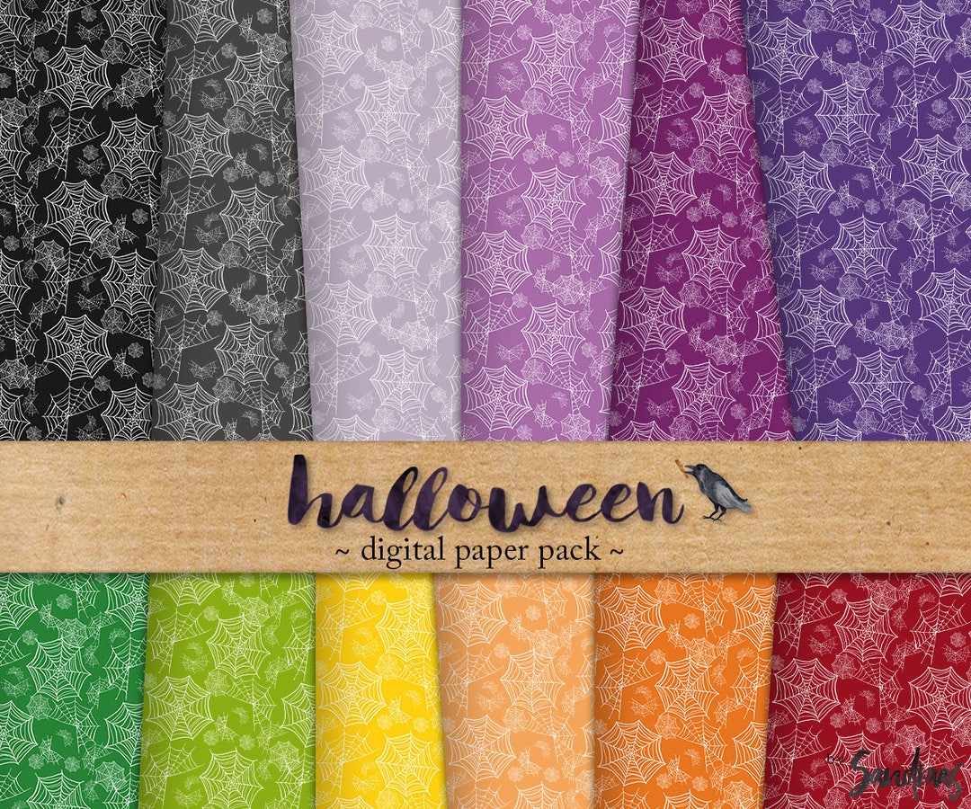 Halloween Digital Paper: "halloween Spiderweb" With Backgrounds in ...