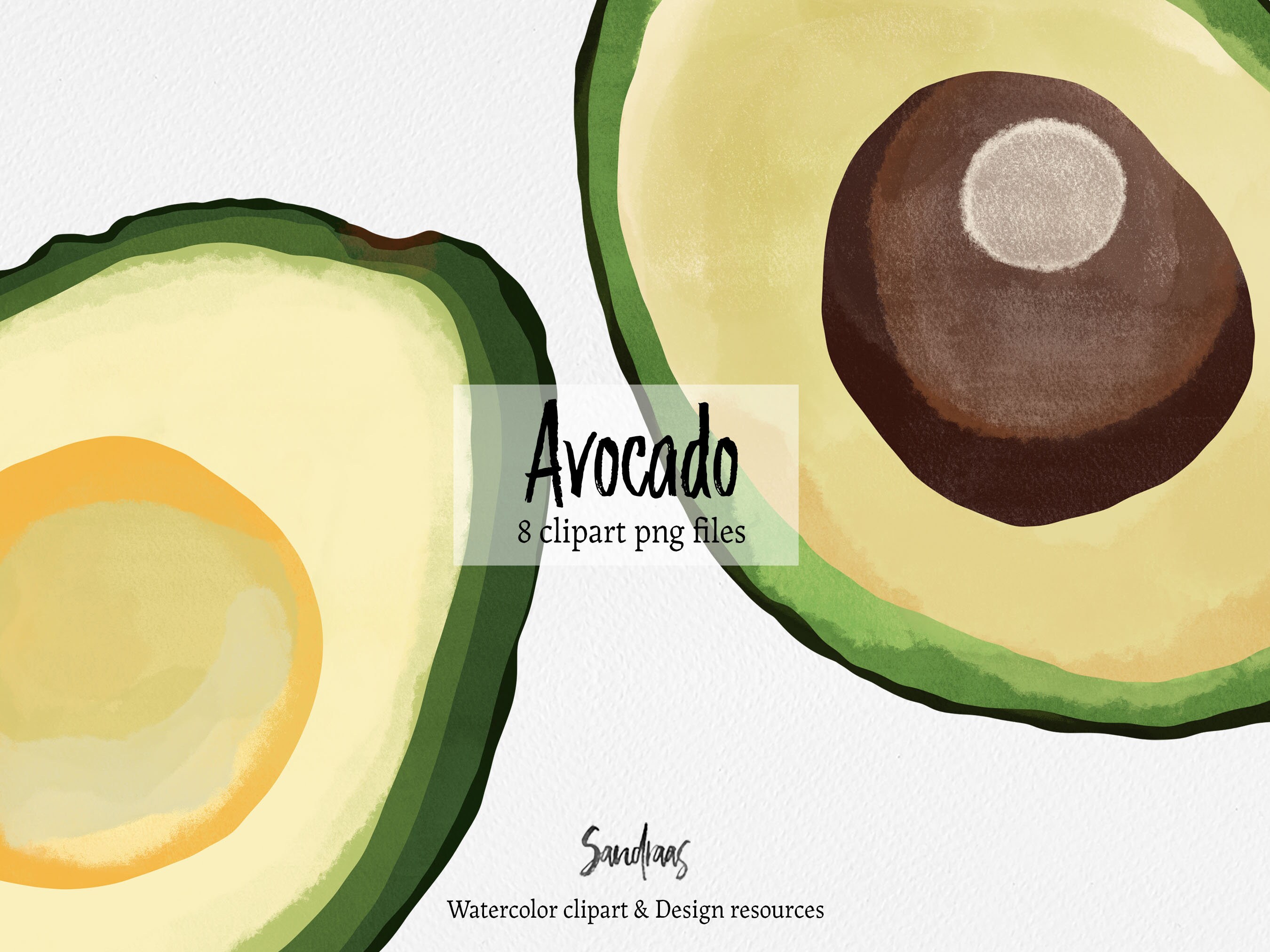 Avocado Clip Art With Procreate Painted Clip Art Images for Card Making ...