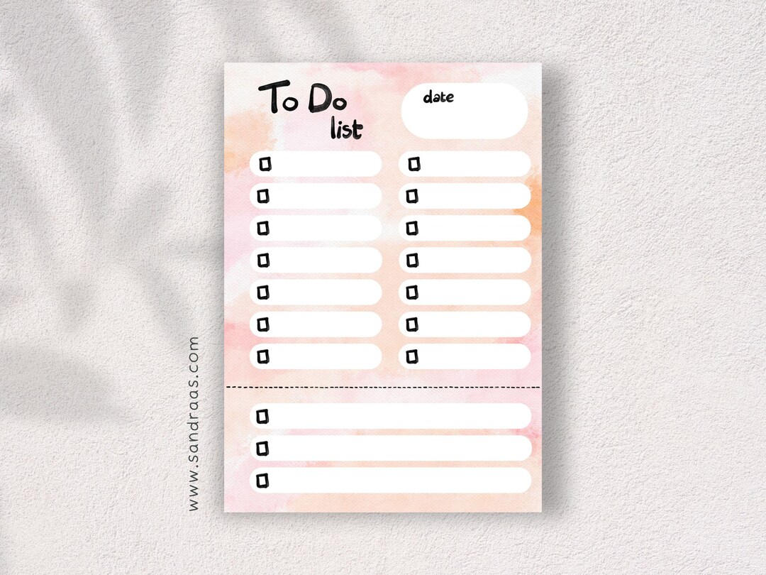 Watercolor To-do List Printable • Artistic Daily Planner PDF • Instant ...