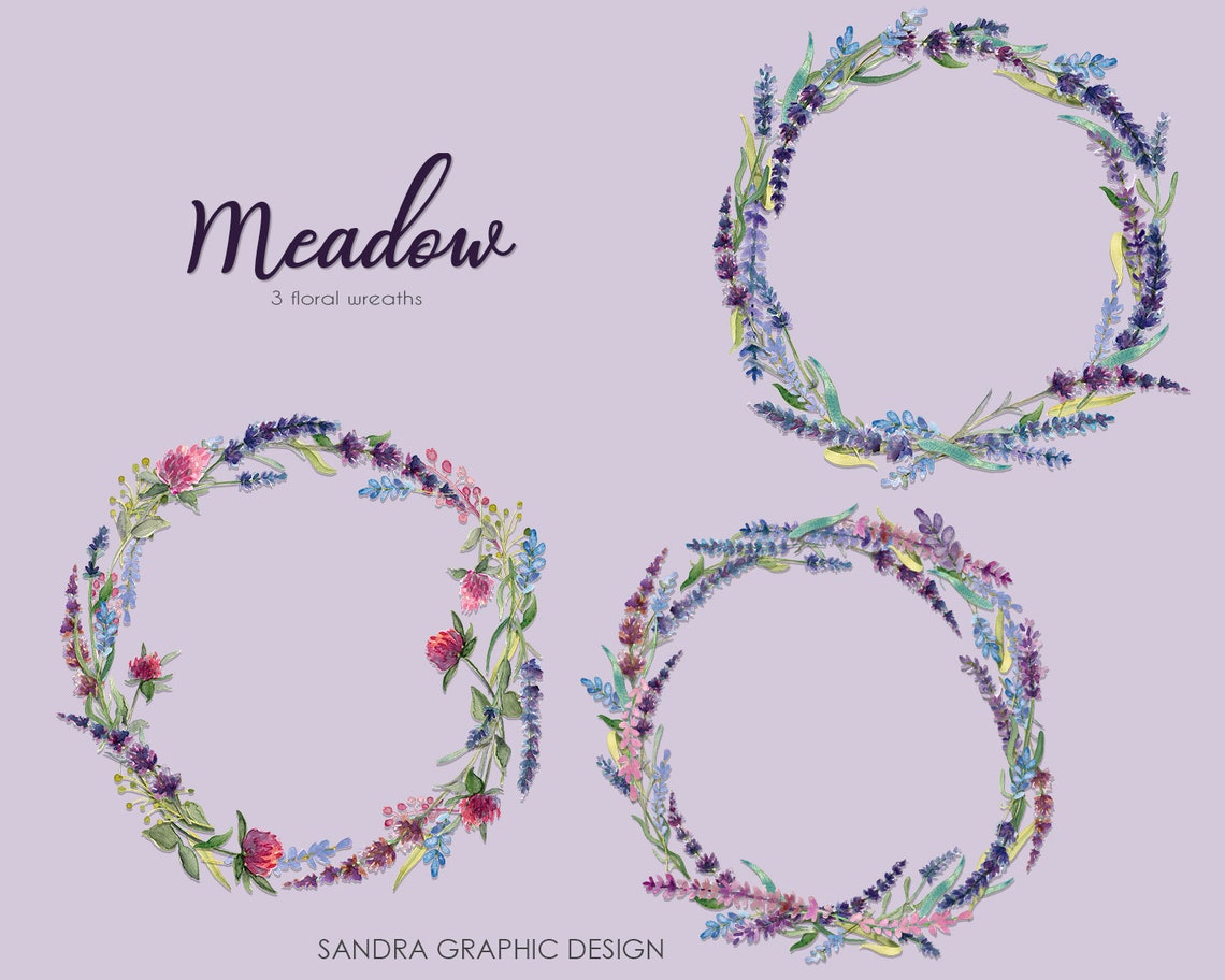 Meadow clip art floral clip art hand painted watercolor clip | Etsy