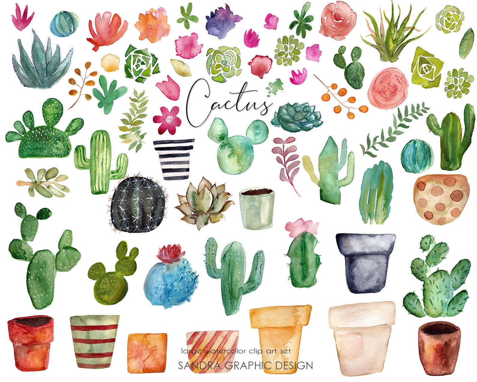 Cactus Watercolor Clip Art | Etsy