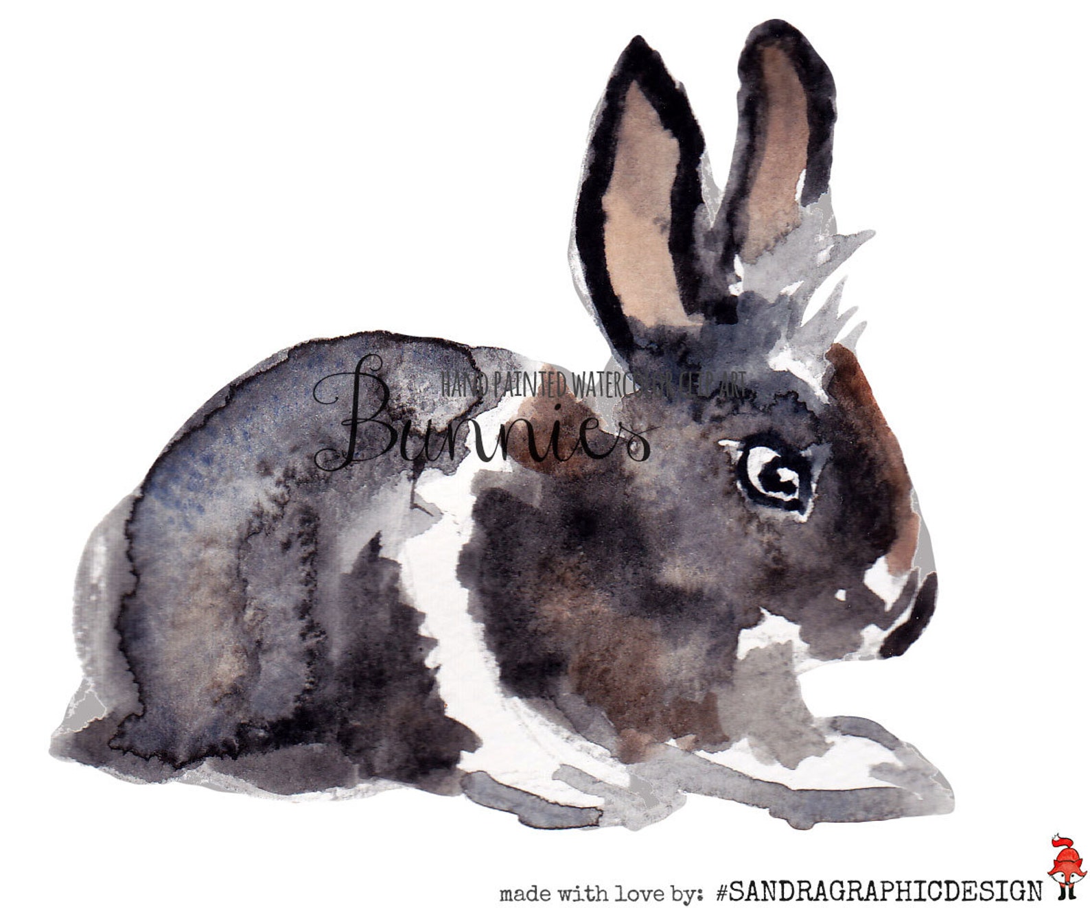 Bunnies Clip Art Watercolor Bunnies Painted by Hand Rabbits - Etsy