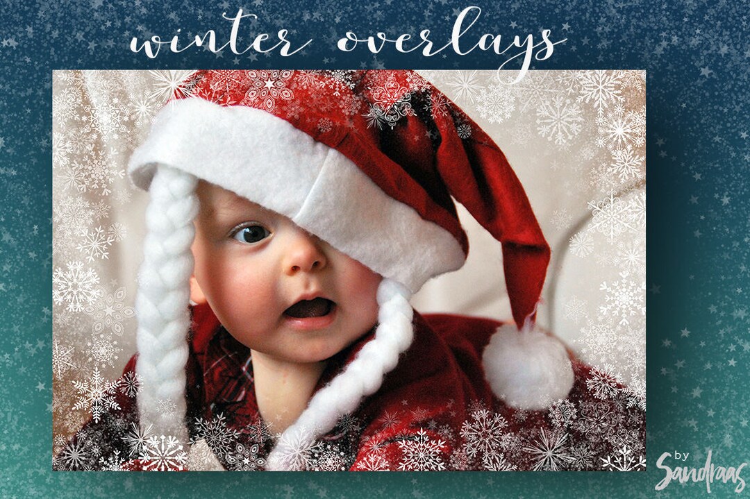 Snow Photo Frame, Snowflake Overlay for Photo Art and Editing, Layouts ...