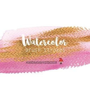 Watercolor Brush Strokes Clip Art, Hand Painted Watercolor Clip Art ...