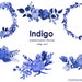 Indigo Flowers Clip Art, Hand Painted Floral Watercolor Clip Art ...