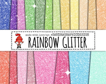 Glitter Rainbow Digital Scrapbook Paper 9x9 background