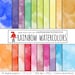 Watercolor Digital Paper: "rainbow Watercolors" With Watercolor ...