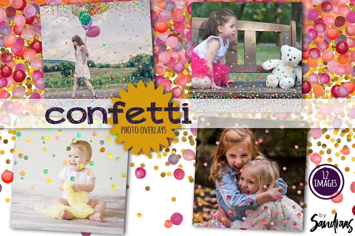 Digital Overlays With DOTS CONFETTI for Photo Art Scrapbook - Etsy