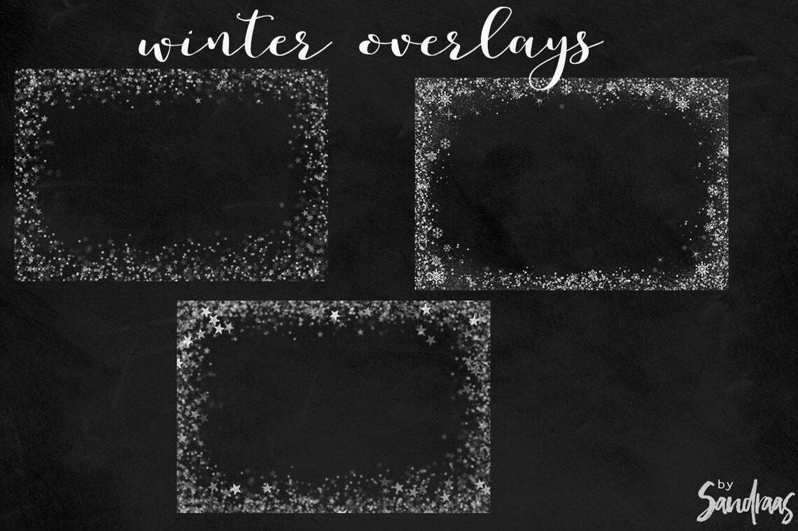 Snow Photo Frame, Snowflake Overlay for Photo Art and Editing, Layouts ...