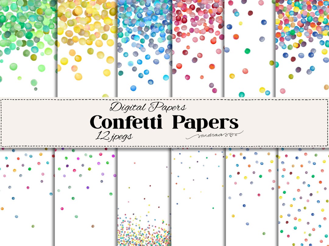 Digital Paper With CONFETTI PATTERNS in Rainbow Colors for Scrapbooking ...