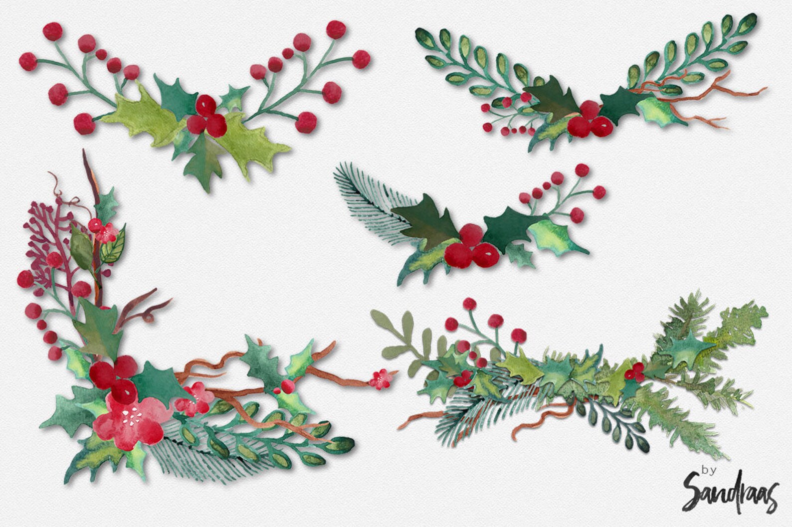 Christmas Clip Art: christmas Flowers With 8 High - Etsy