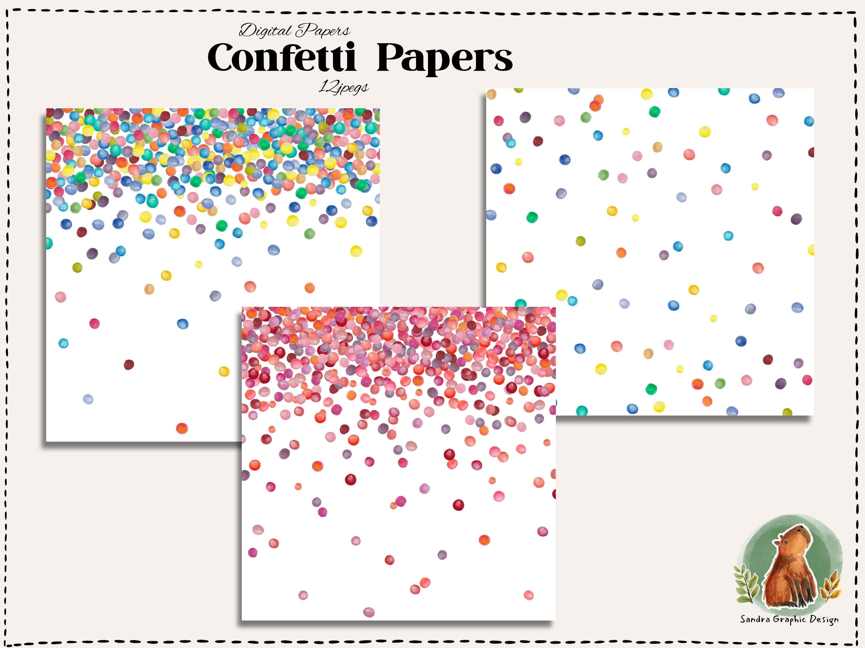 Digital Paper With CONFETTI PATTERNS in Rainbow Colors for Scrapbooking ...