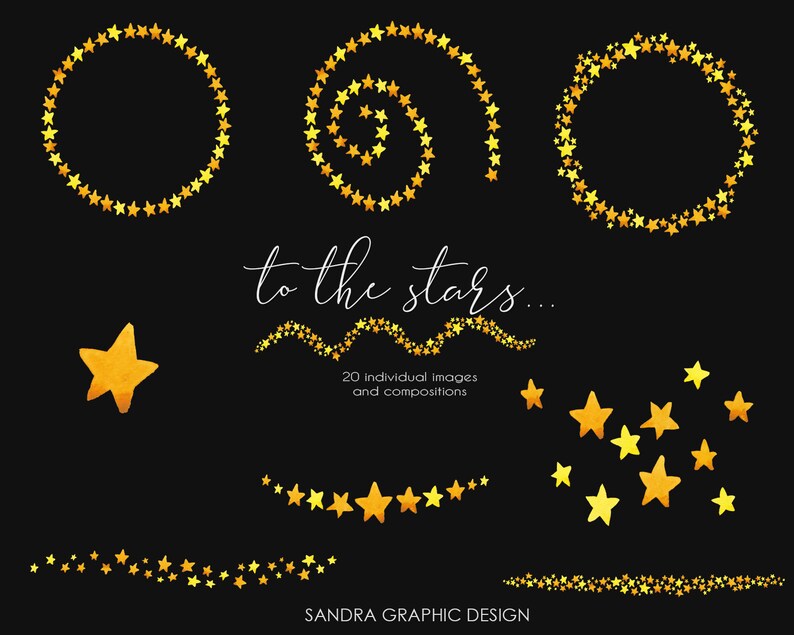 Watercolor Stars Clip Art - Etsy