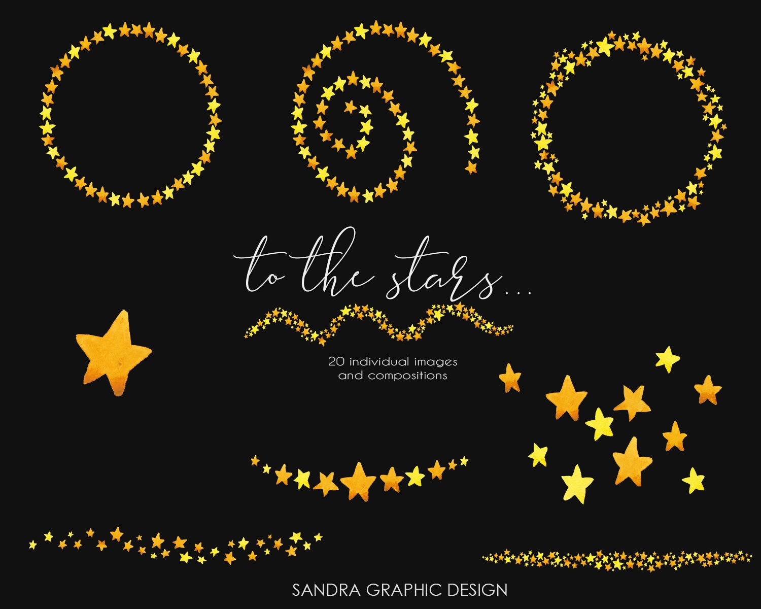 Watercolor Stars Clip Art - Etsy
