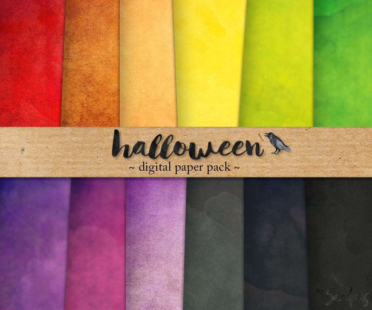 Halloween Watercolor Digital Paper Pack | Grunge Texture Backgrounds ...