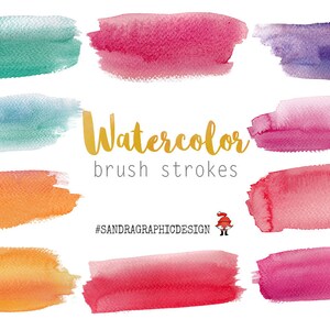 Watercolor Brush Strokes Clip Art, Hand Painted Watercolor Clip Art ...