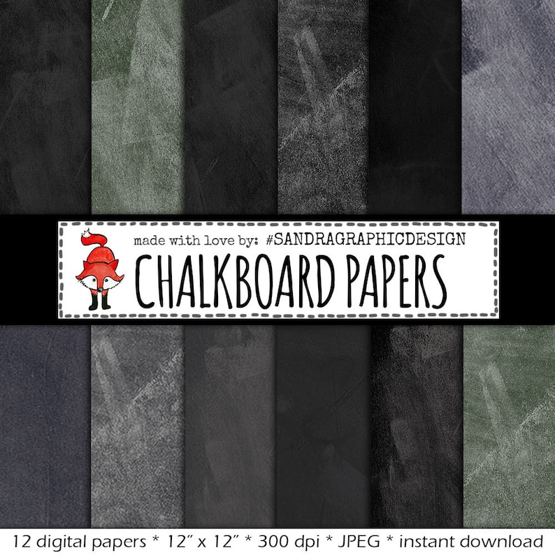 Chalkboard Digital Paper: chalkboard Papers With Chalkboard Backgrounds ...