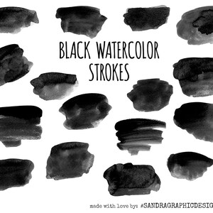 Clip Art Set: "watercolor Strokes" With 16 Paint Smutches in Black ...