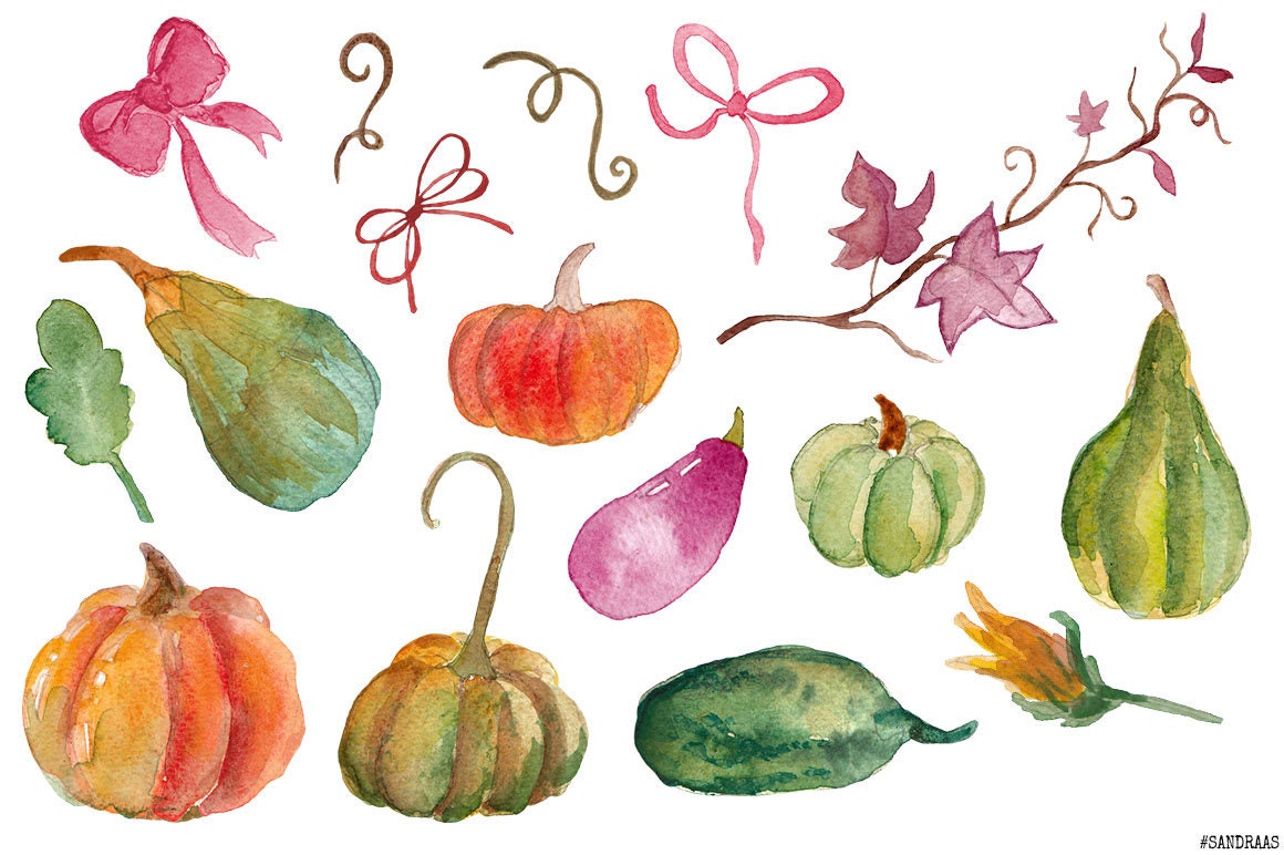 Clipart: autumn Hand Painted Watercolor Fall - Etsy