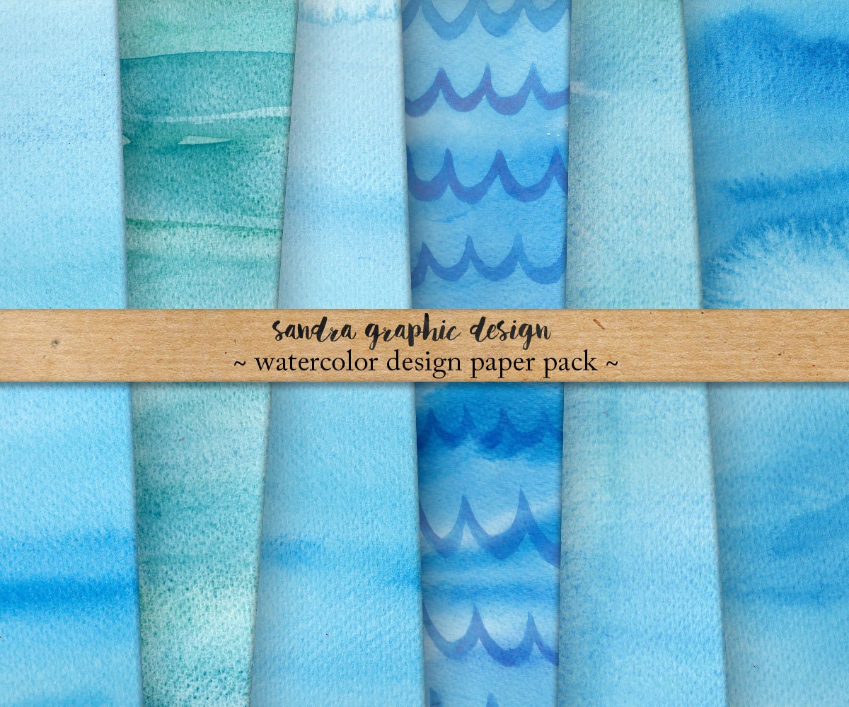 Watercolor Digital Paper: "seawater Paper", Ocean Digital Paper, Summer ...