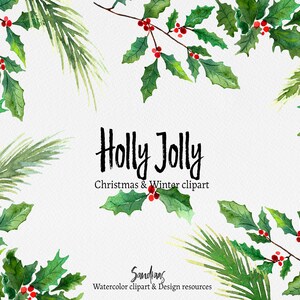 Christmas Clip Art: "holly Jolly", With High Quality, Hand Painted ...