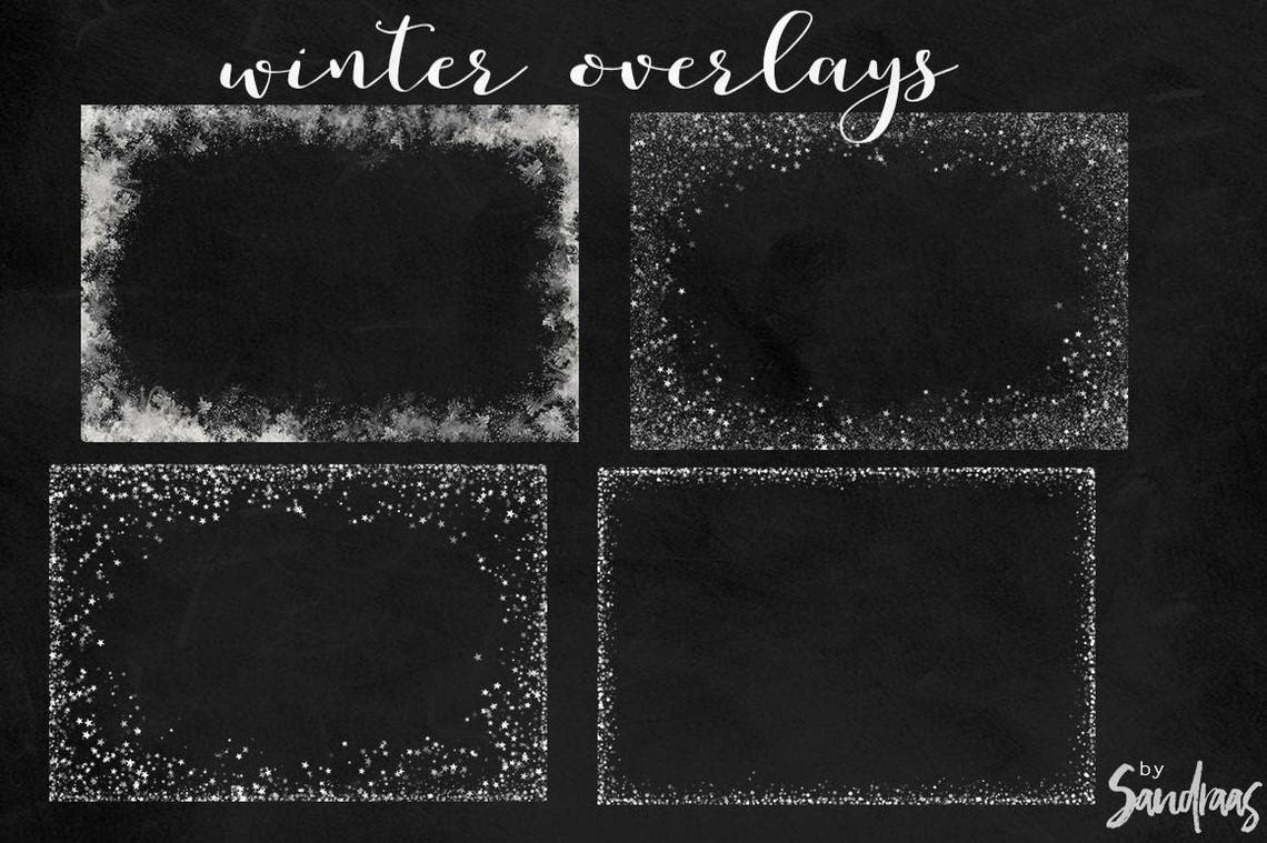 Snow Photo Frame, Snowflake Overlay for Photo Art and Editing, Layouts ...