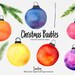 Christmas Clip Art, Hand Painted Christmas Ornaments, Watercolor Clip ...