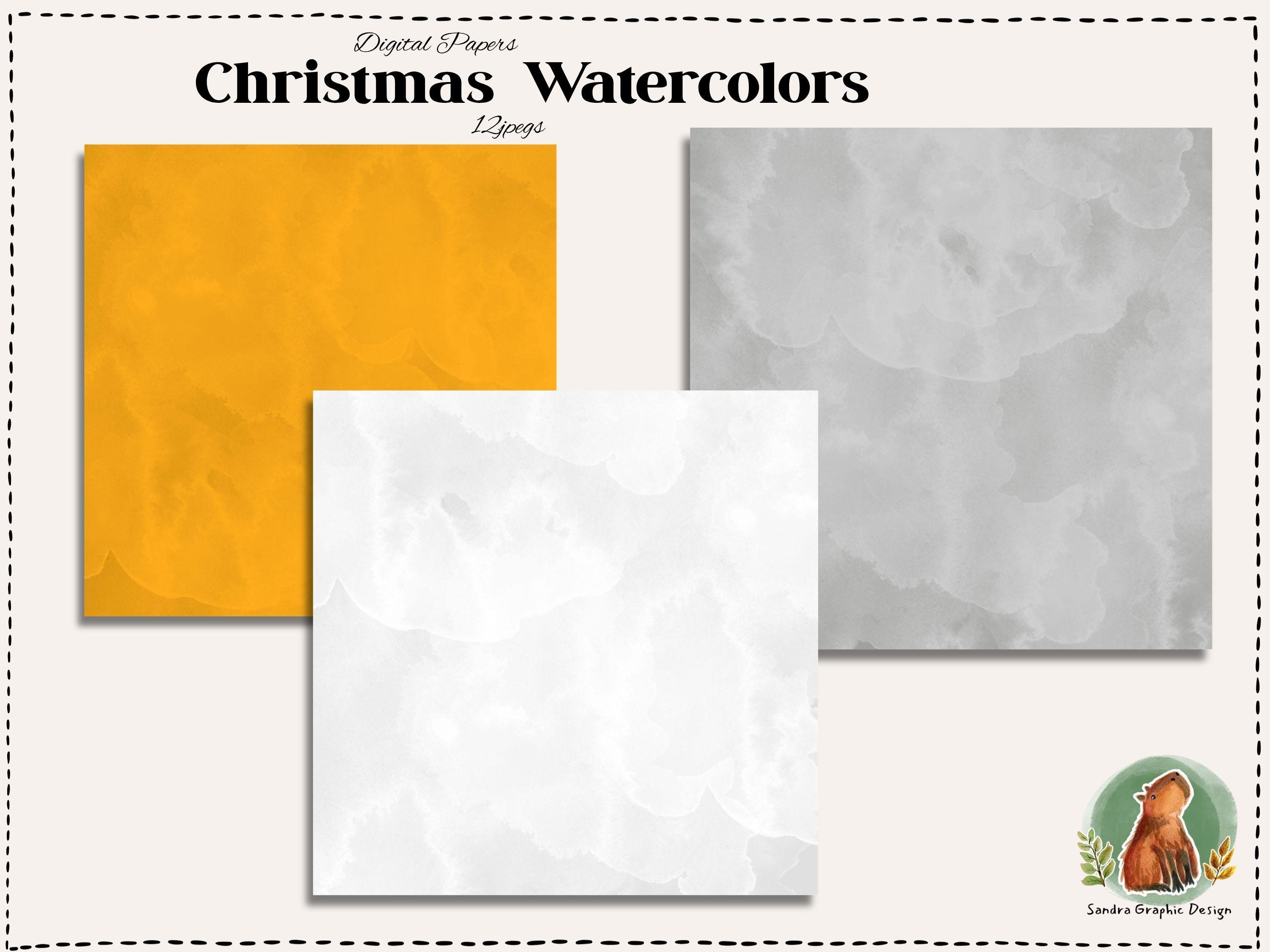 Christmas Watercolor Digital Paper Pack – 12 Festive Holiday ...