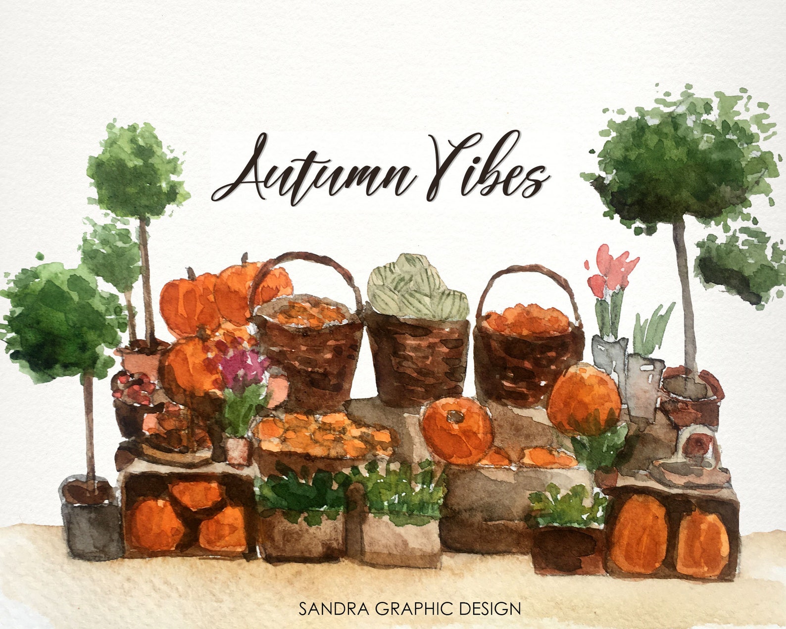 Clipart: "autumn Vibes" Hand Painted Watercolor Fall Images, 25 Clipart ...