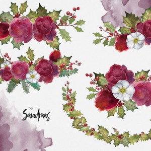 Christmas Clip Art: "holly Jolly", With High Quality, Hand Painted ...