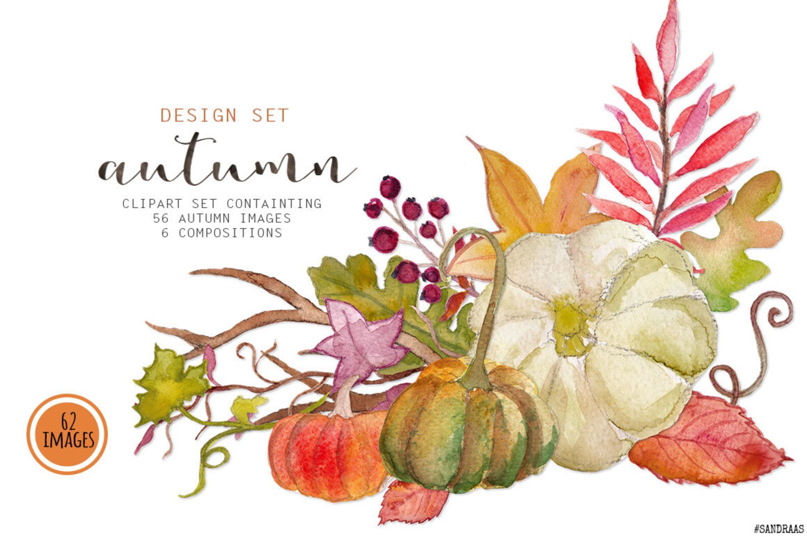 Clipart: autumn Hand Painted Watercolor Fall - Etsy