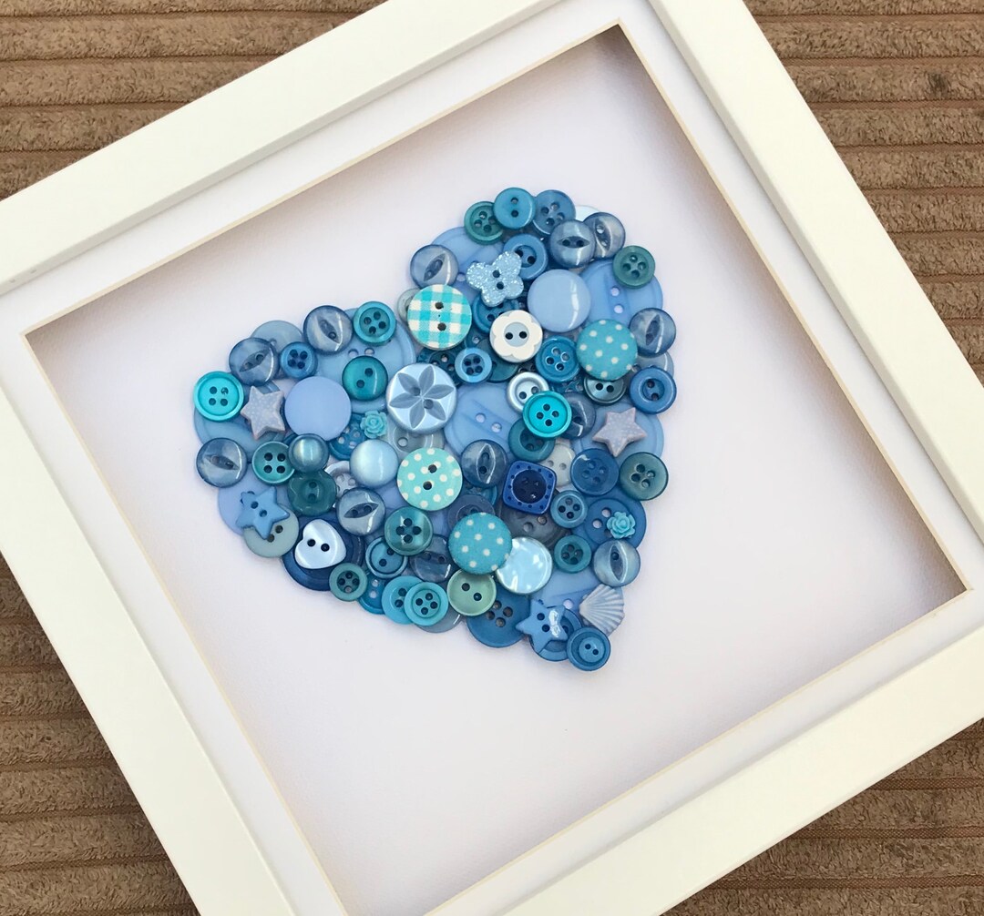 Blue Button Heart. Nursery Decor. Sapphire Wedding Anniversary - Etsy