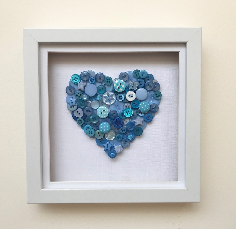 Blue Button Heart. Nursery Decor. Sapphire Wedding Anniversary - Etsy