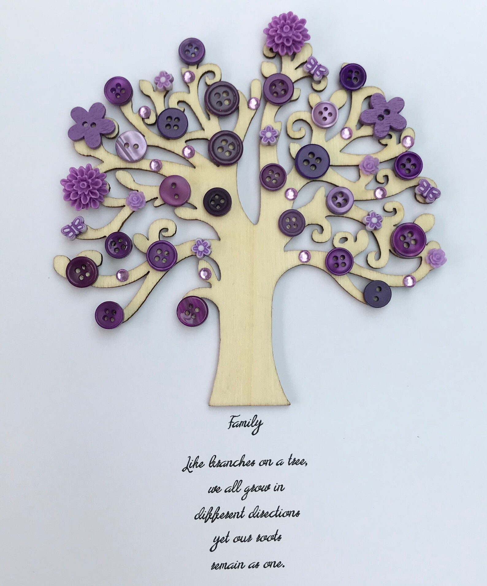 Button Art Tree. Purple Button Tree. Including Family Quote. - Etsy UK