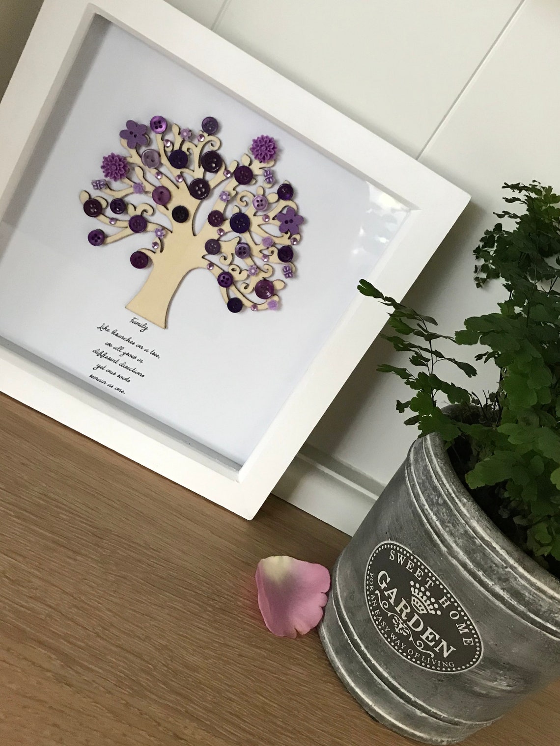 Button Art Tree. Purple Button Tree. Including Family Quote. - Etsy UK
