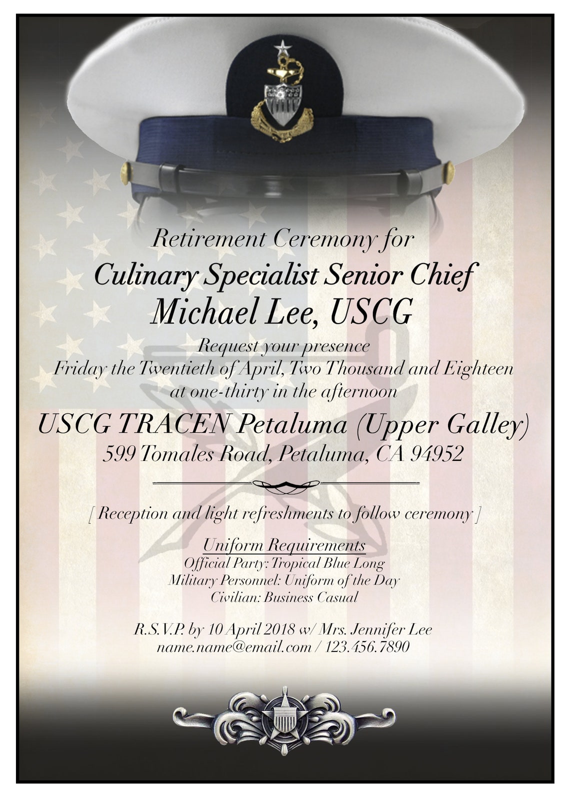 Coast Guard Chief/senior/master Chief Invitation - Etsy