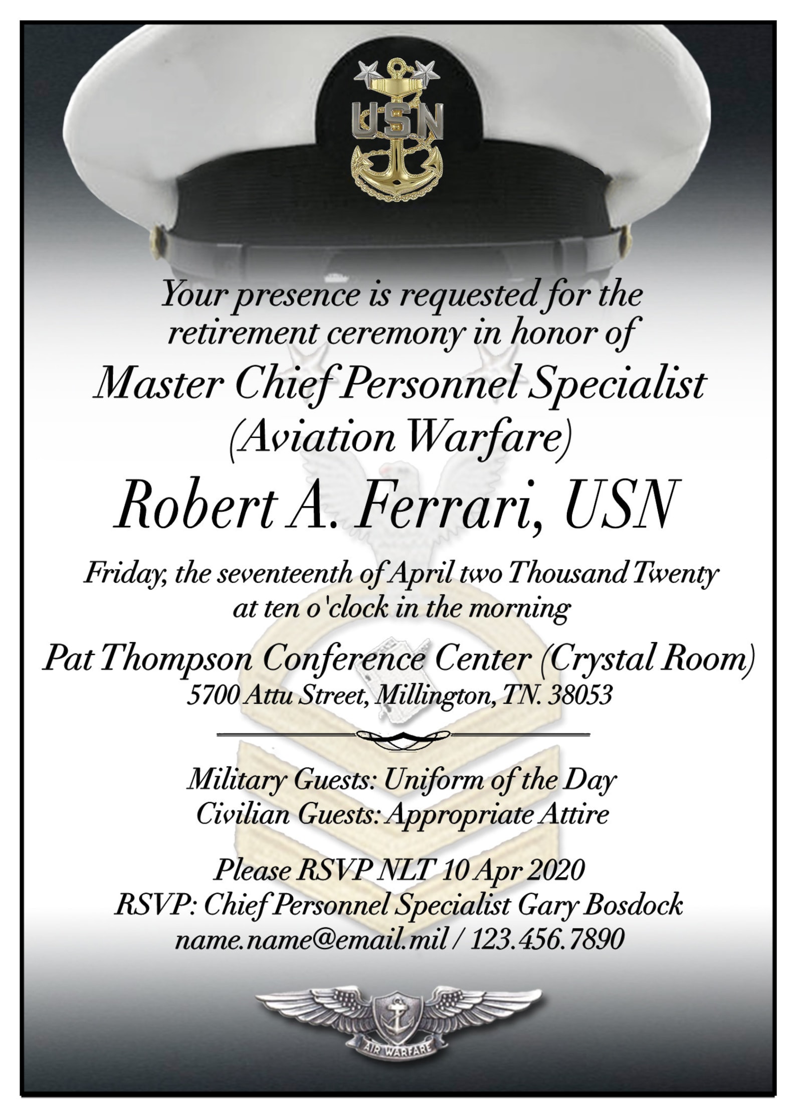 Master/senior/chief Petty Officer Invitation - Etsy