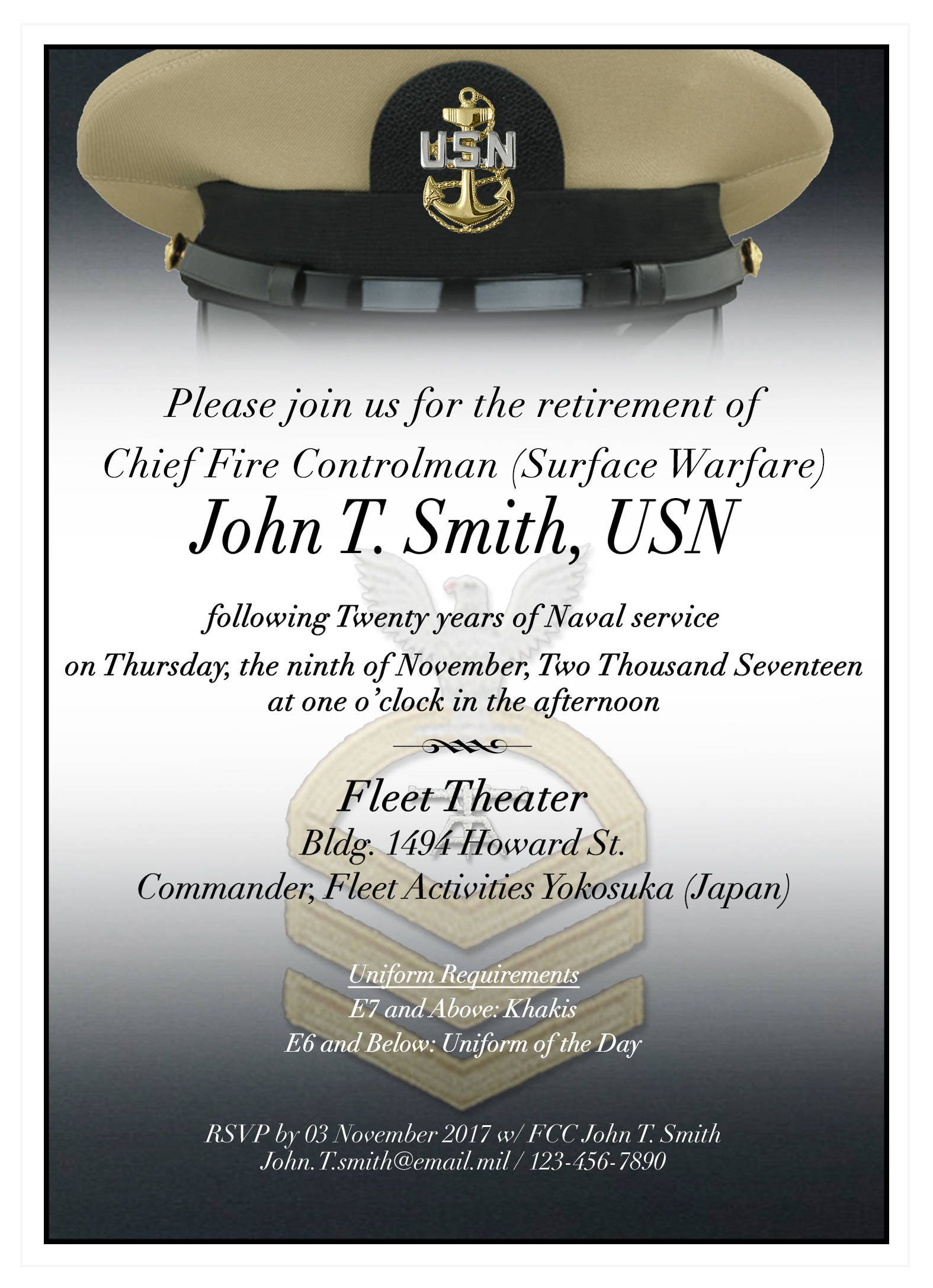 Chief Petty Officer Invitation | Etsy