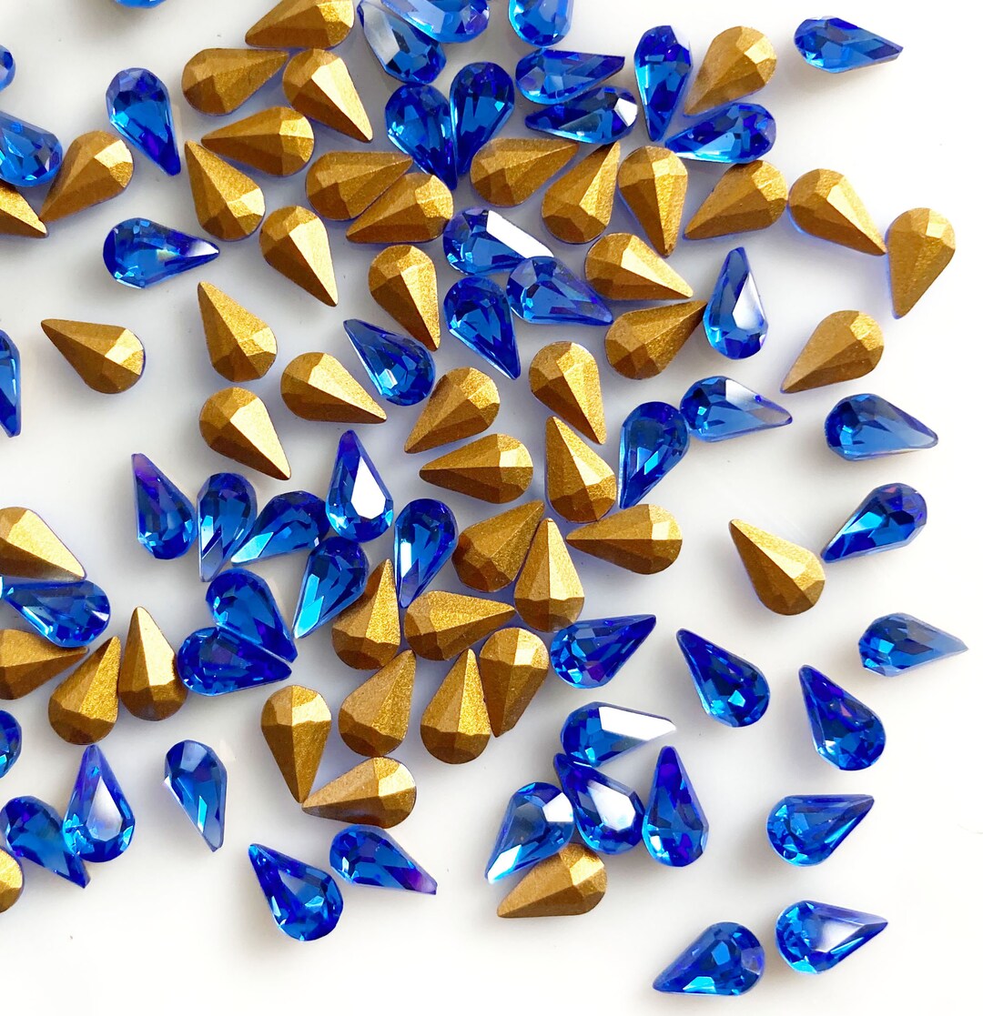 20x Swarovski Crystal Sapphire 6mm X 3.6mm, 4300 Pear Shape Rhinestones ...