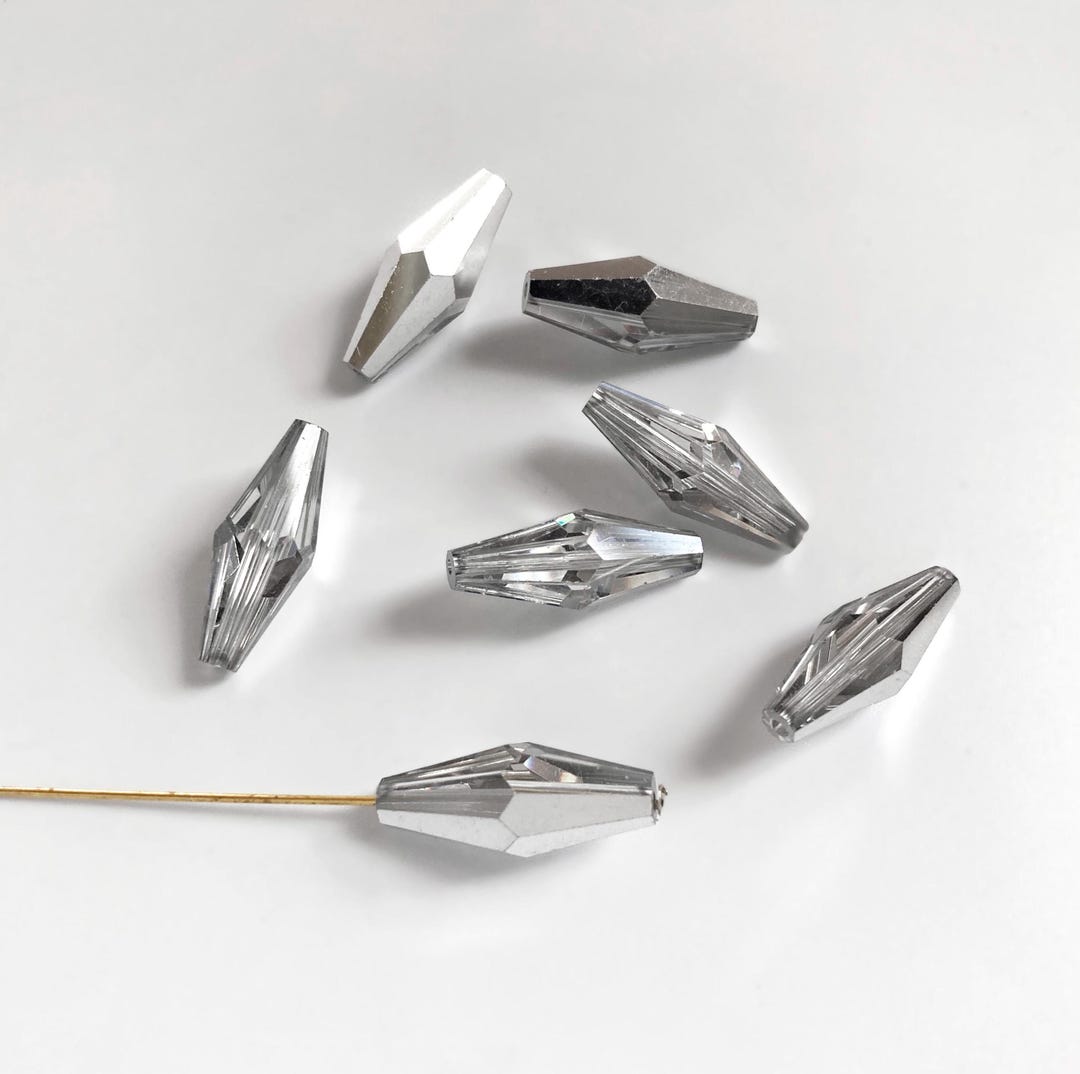 2x Swarovski Comet Argent Light 20mm X 8mm, Vintage Swarovski CAL ...