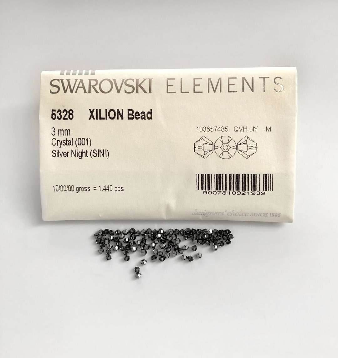 40x Swarovski Crystal Silver Night 3mm Beads, Swarovski Bicones 5328 ...