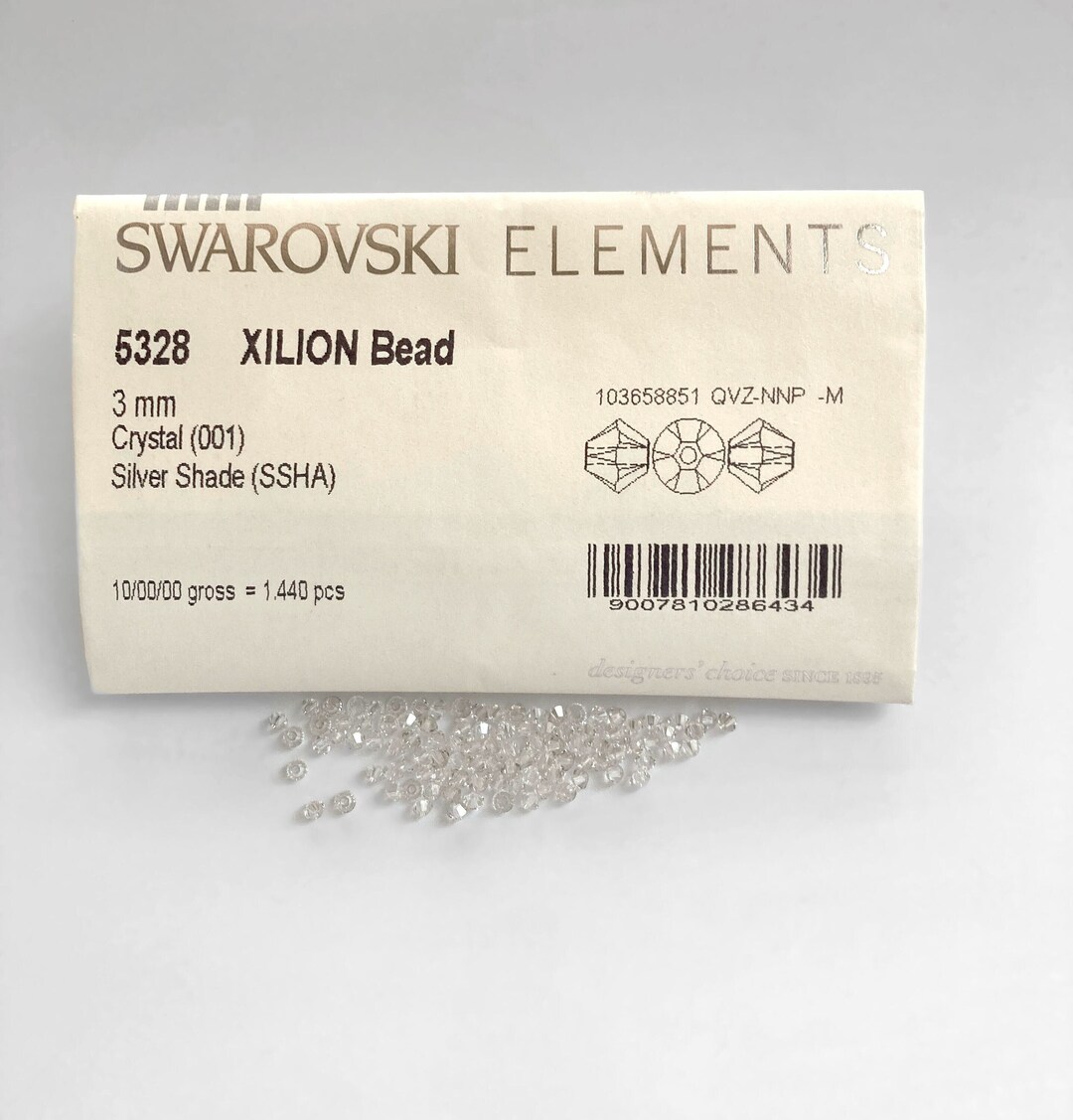 40x Swarovski Crystal 3mm Silver Shade Beads, Swarovski Bicones 5328, Silver Bicone Crystal ...