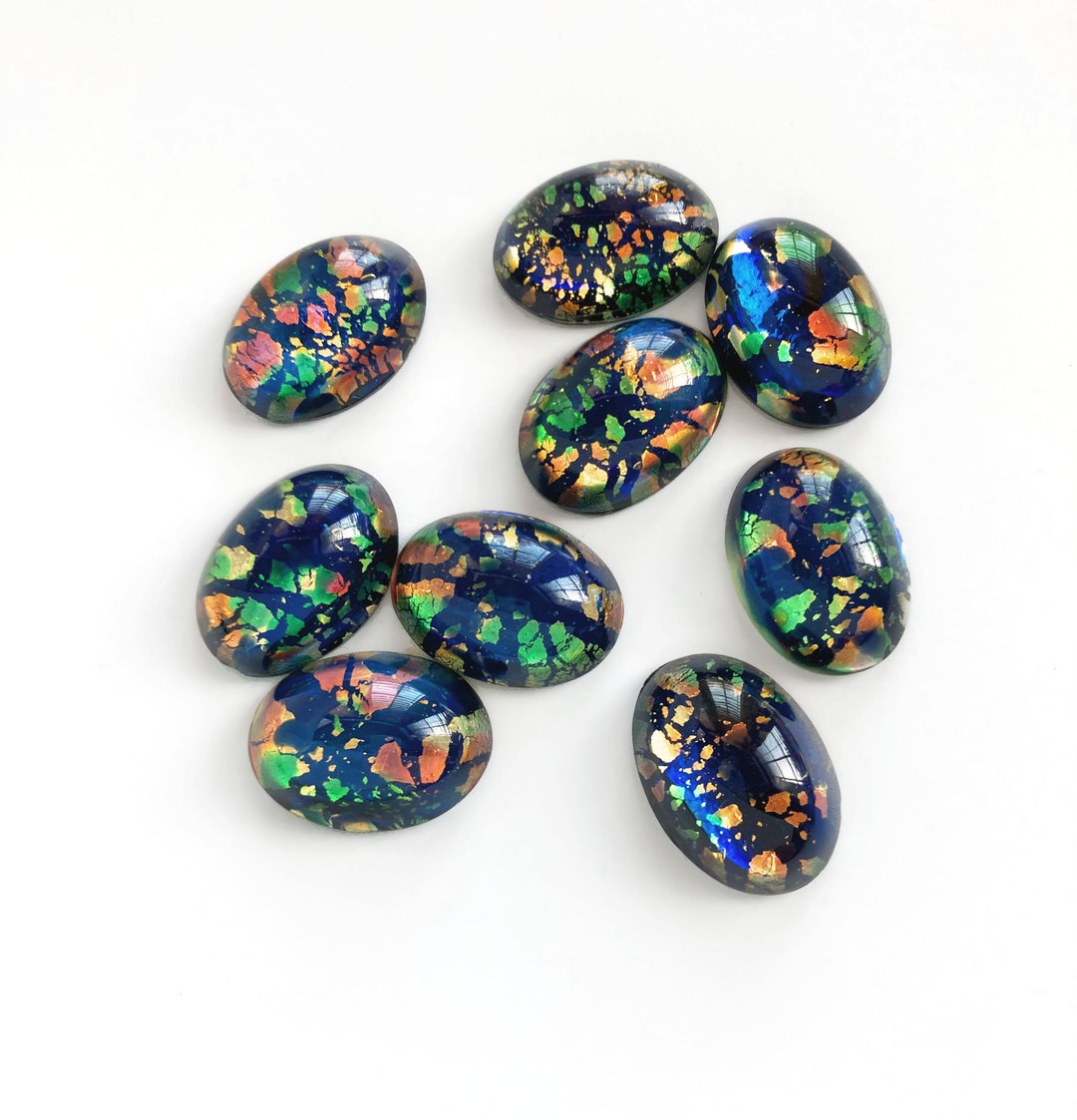 1x Blue Dragons Breath Stone, Blue Fire Opal Glass Cabochon, 18mm X ...