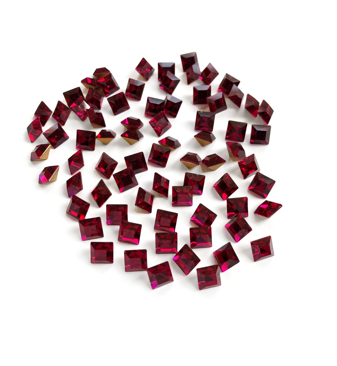 8x Swarovski Crystal 4400 Ruby 6mm Square, Ruby Rhinestones, Square ...