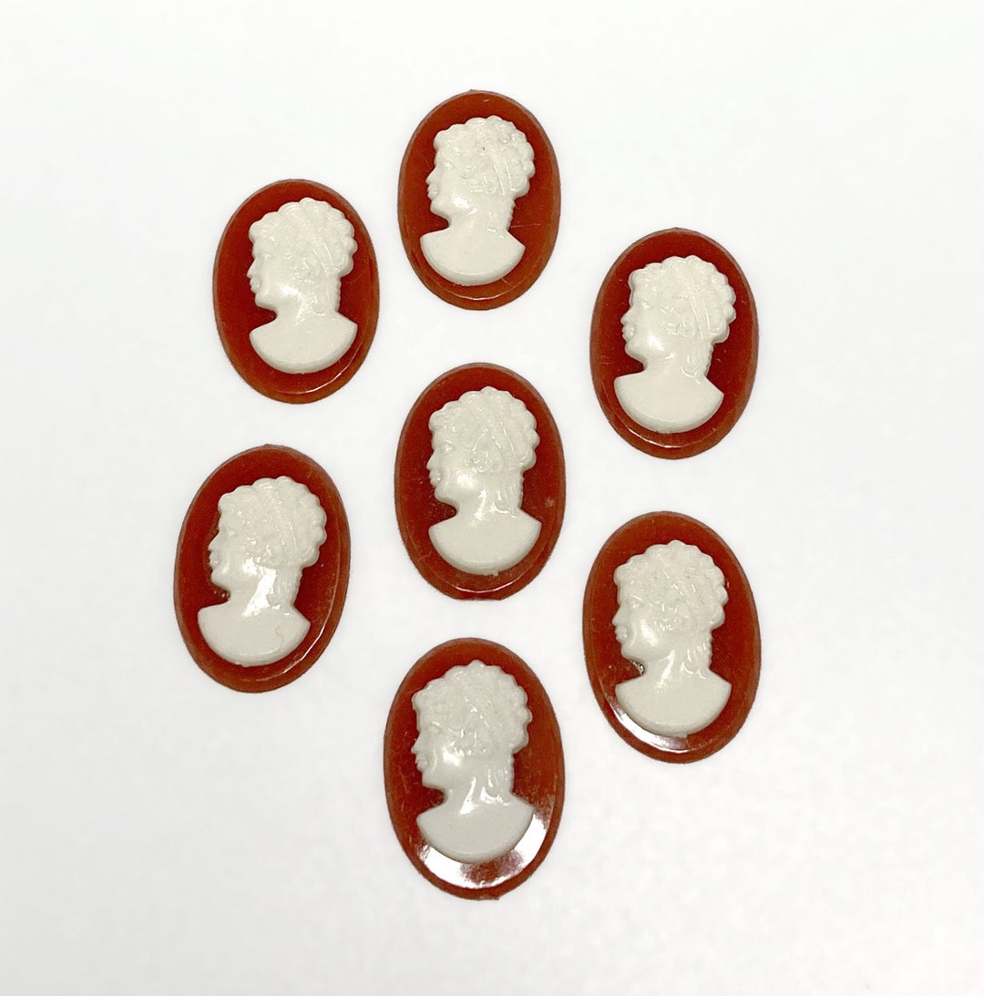 6x Vintage Oval Cameos, Antique Style Cameo, 25mm X18mm Flatback Lucite ...