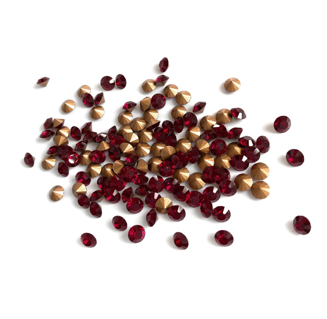 25x Swarovski Crystal Siam SS19, 4.5mm Dark Red Rhinestones, Foiled ...