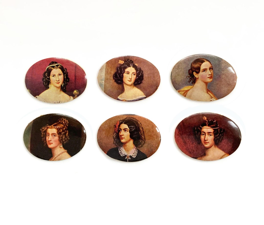 Vintage Portrait Cameos 40mm X 30mm Miniature Set, Transfer Printed ...