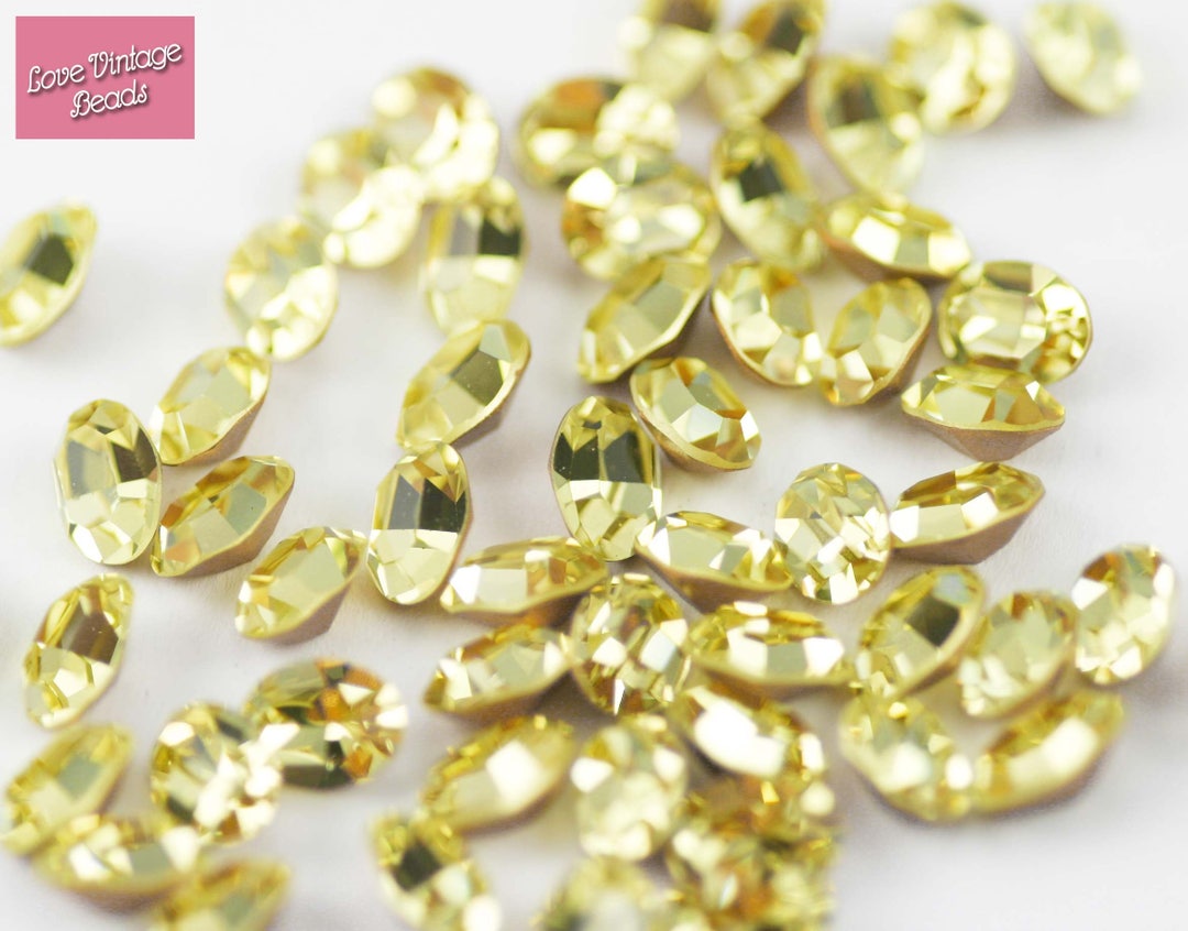 8x Swarovski Crystal Oval, Jonquil Rhinestone Foiled Chaton, Pastel ...